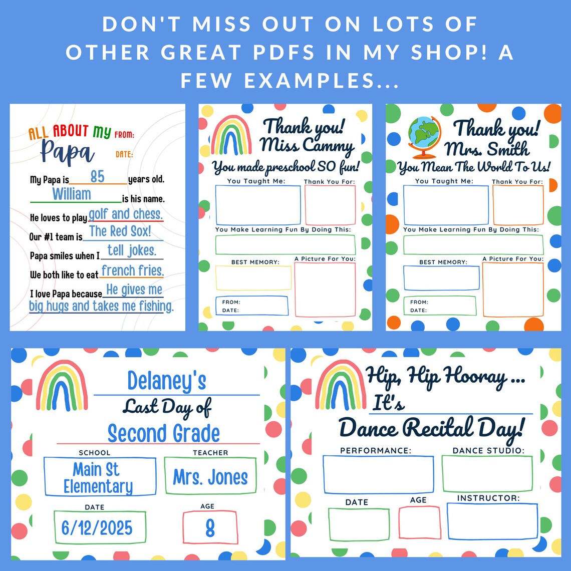 Teacher Appreciation Printable Thank You Teacher Page | Etsy