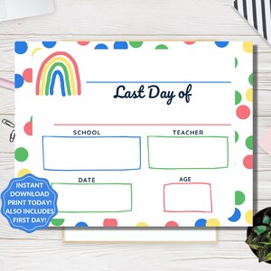 Rainbow First Day of School Sign School Photo Sign Printable - Etsy