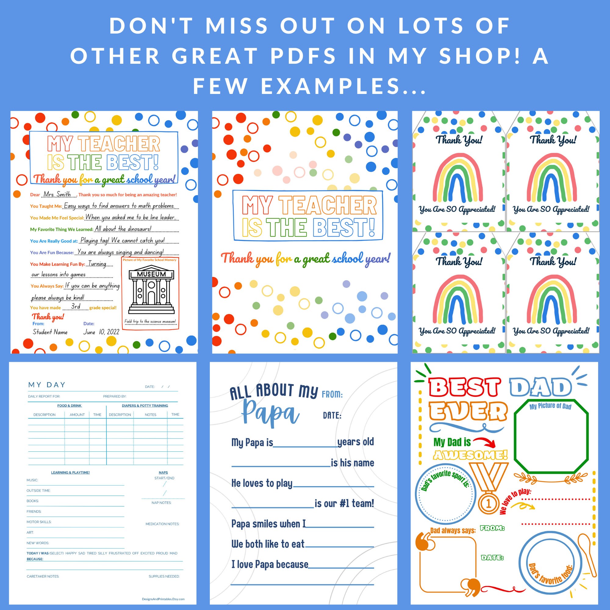 Rainbow Watercolor Teacher Appreciation Printable, Teacher Thank You ...
