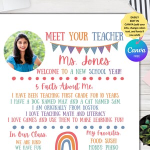 Meet the Teacher Editable Template, All About Teacher, Back to School ...