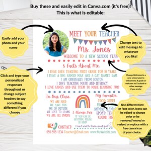 Meet the Teacher Editable Template, All About Teacher, Back to School ...