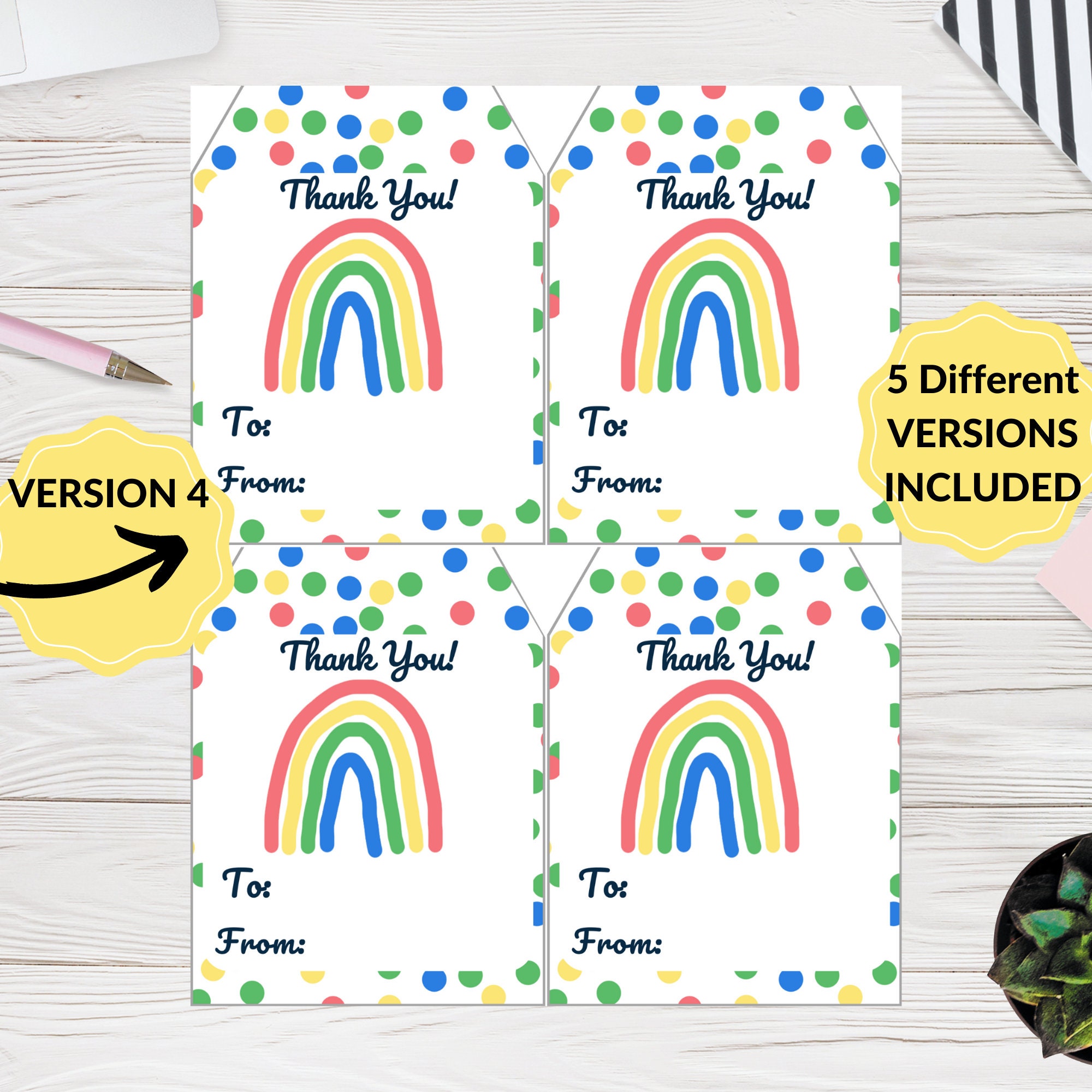 PRINTABLE Rainbow Teacher Gift Tags, DIY Teacher Appreciation Present ...