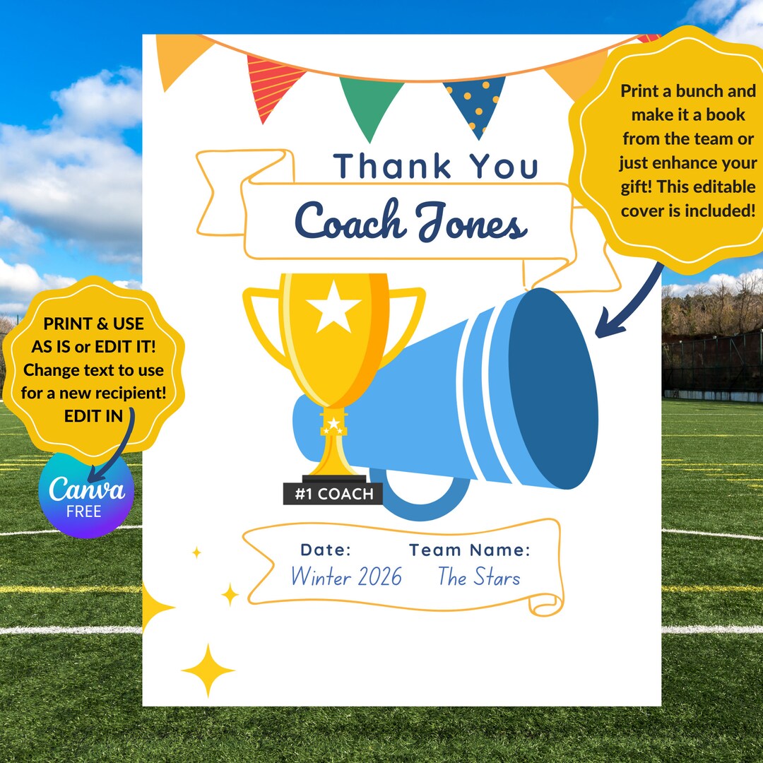 Cheer Coach Thank You Present, Cheerleading Team End of Season Gift ...