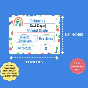 Rainbow First Day of School Sign School Photo Sign Printable | Etsy