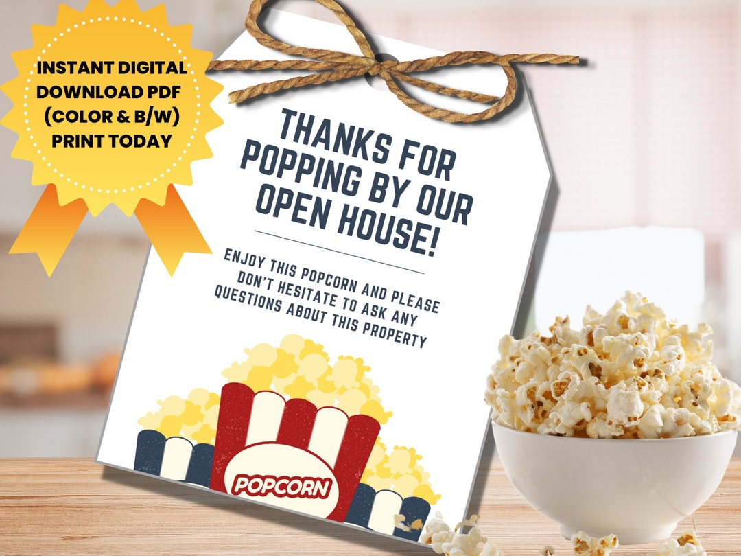 Realtor Open House Popcorn Gift Tags (digital Download) - Etsy