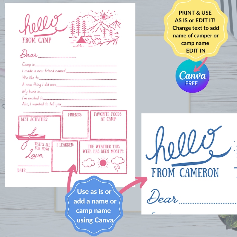 Fill in the Blank Camp Letter Printable Letter Camp Letter - Etsy