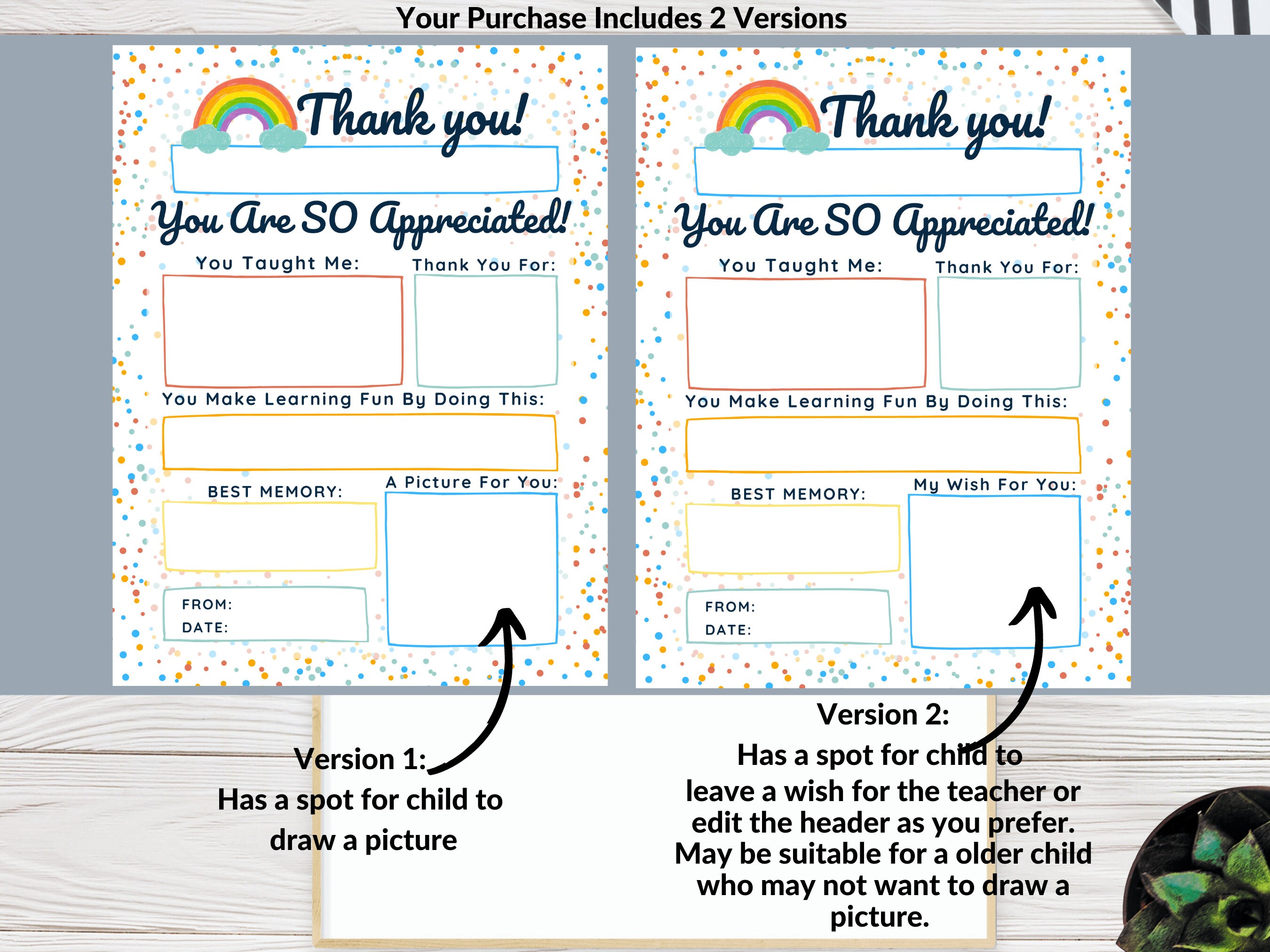 Teacher Appreciation Fill-in Printable: Rainbow Design (EDIT IN CANVA ...
