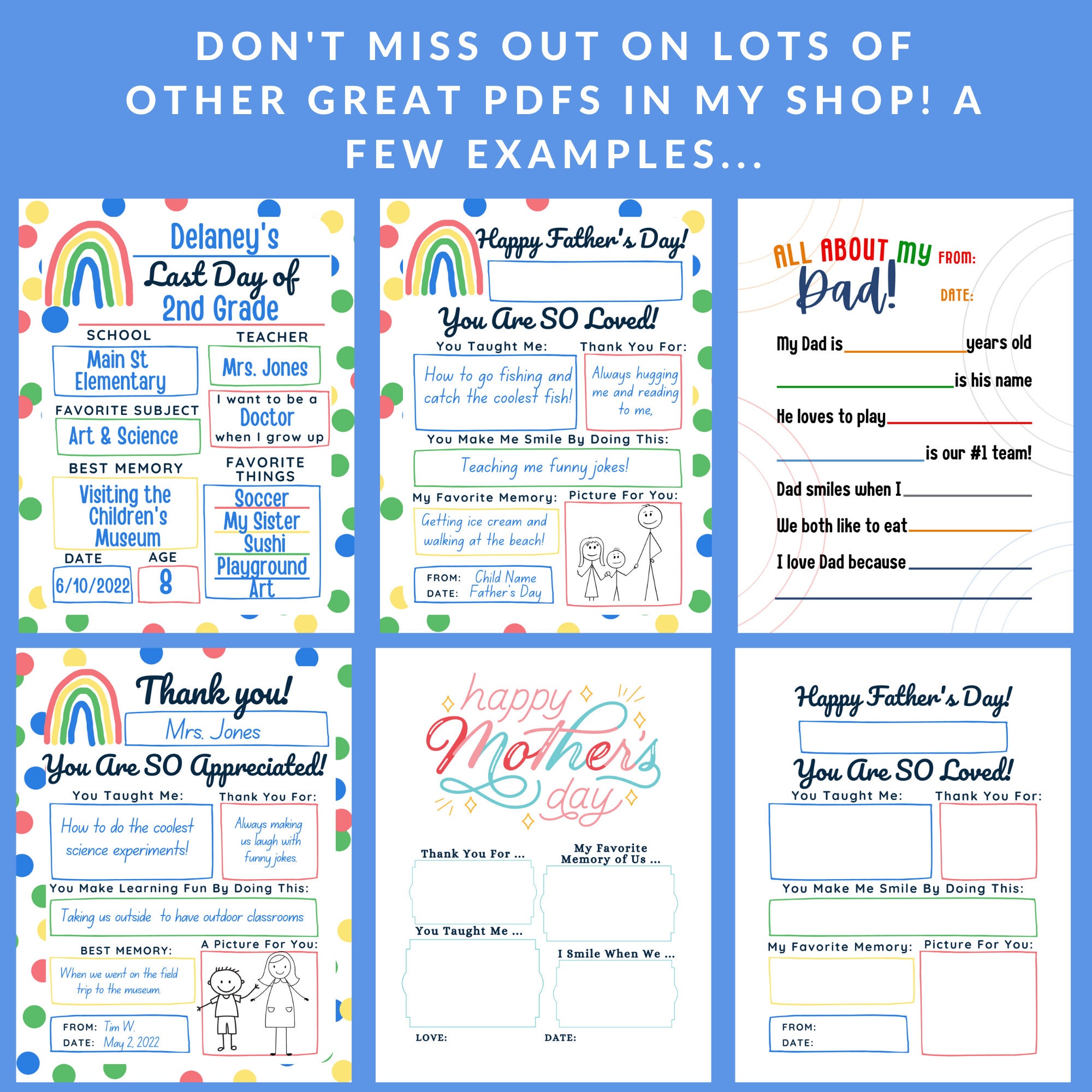 All About Dad Printable I Love Dad Instant Download PDF Dad - Etsy