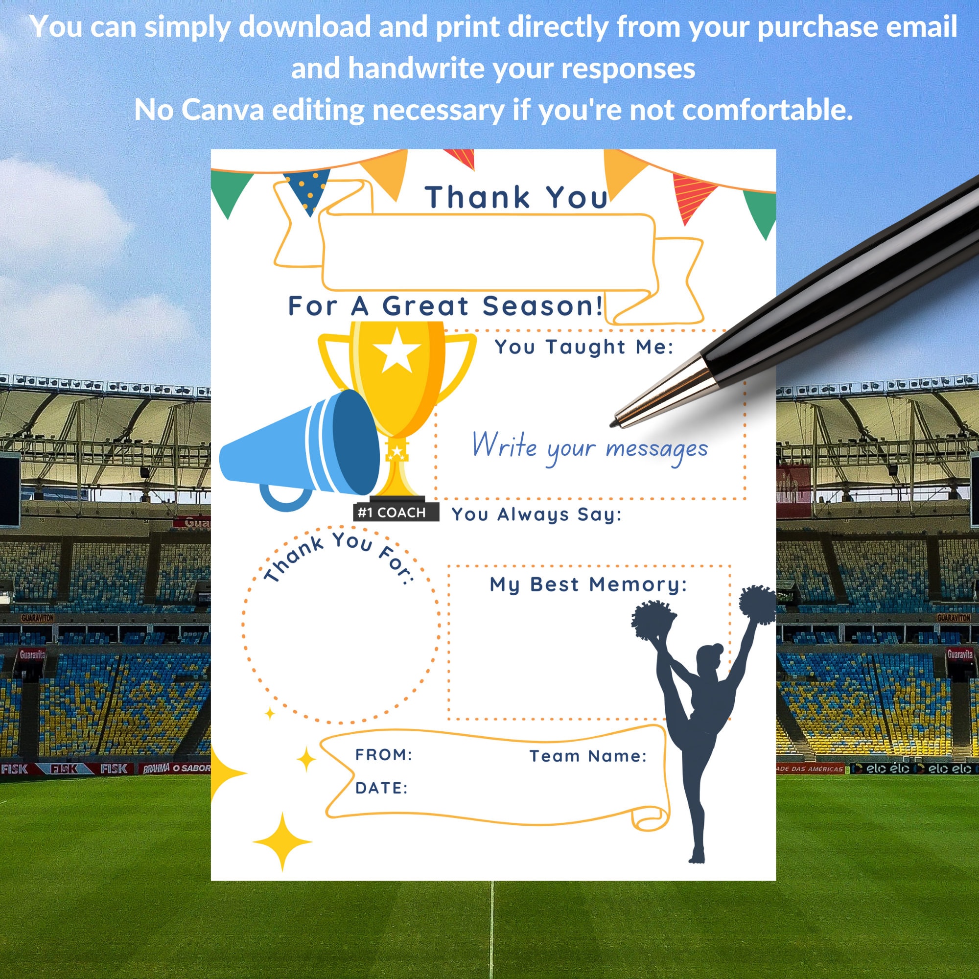 Cheer Coach Thank You Present, Cheerleading Team End of Season Gift ...