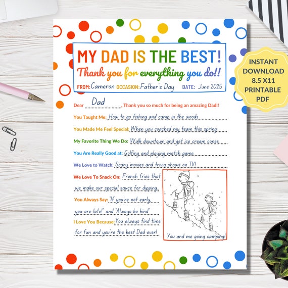 All About Dad Printable I Love Dad Instant Download PDF Dad - Etsy
