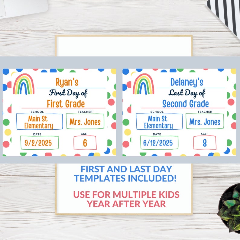 Rainbow First Day of School Sign School Photo Sign Printable | Etsy