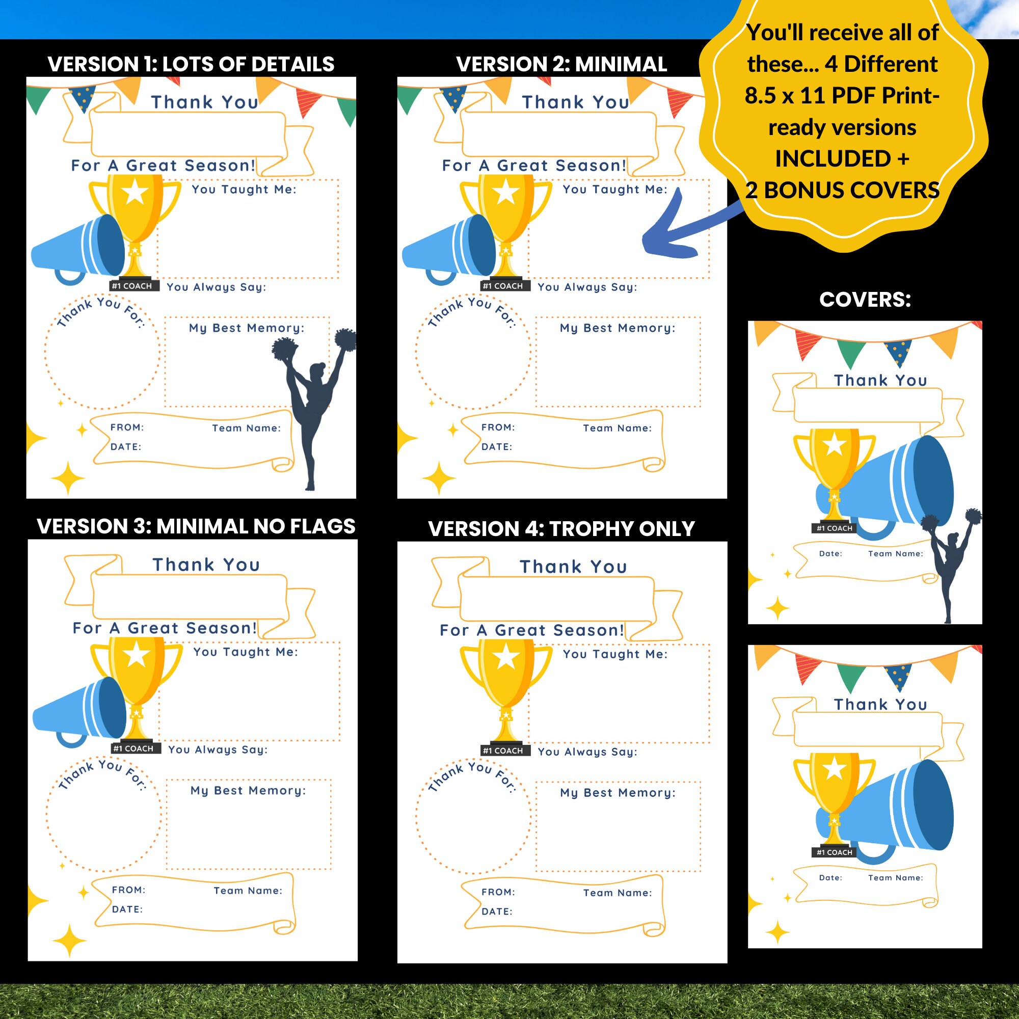 Cheer Coach Thank You Present, Cheerleading Team End of Season Gift ...