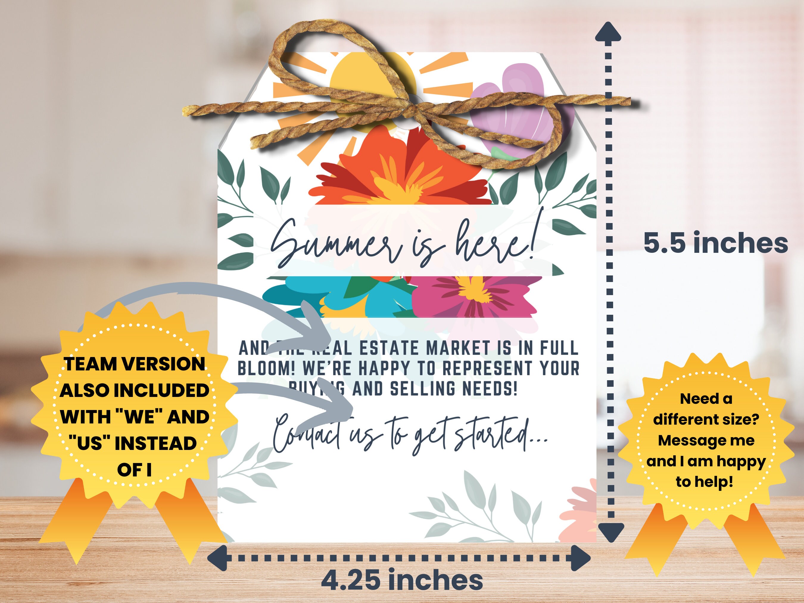 PRINTABLE Summer Pop by Tags | Realtor Popby Plant Tags | Real Estate ...