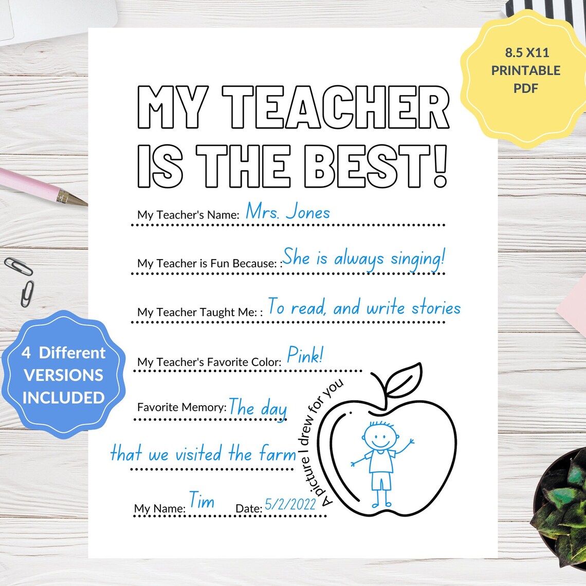 Rainbow Watercolor Teacher Appreciation Printable Teacher - Etsy