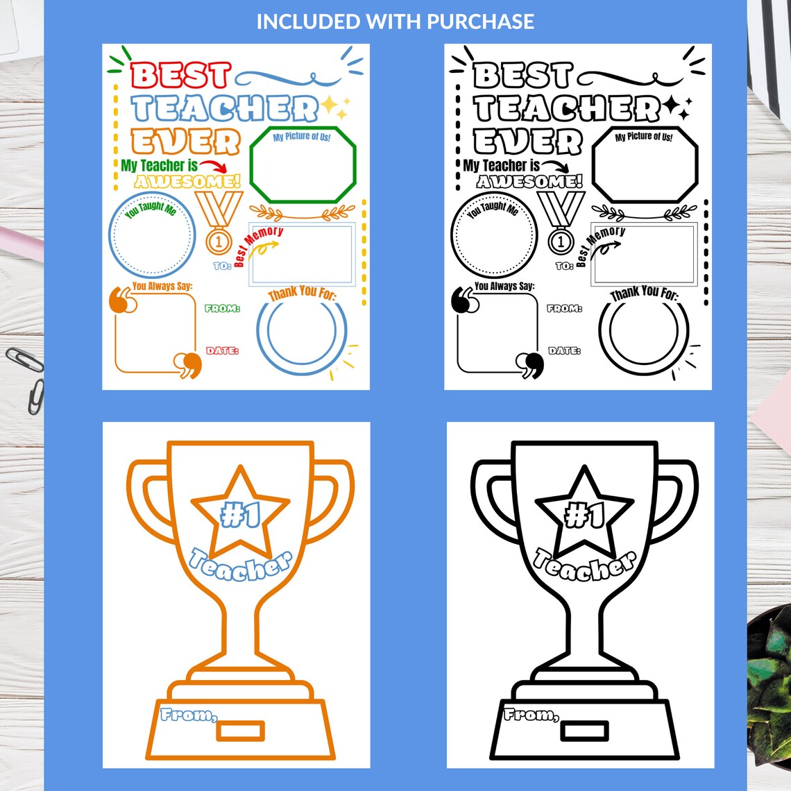 Teacher Appreciation Printable Thank You Teacher Page | Etsy