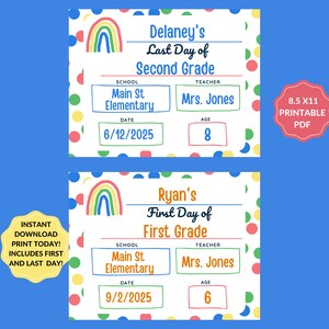 Rainbow First Day of School Sign School Photo Sign Printable | Etsy