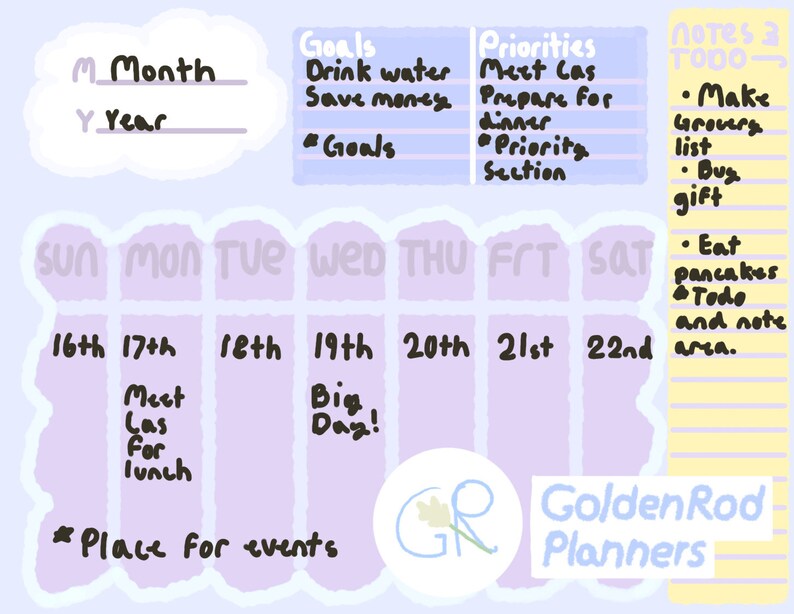 Sky Blue Weekly Planner - Etsy