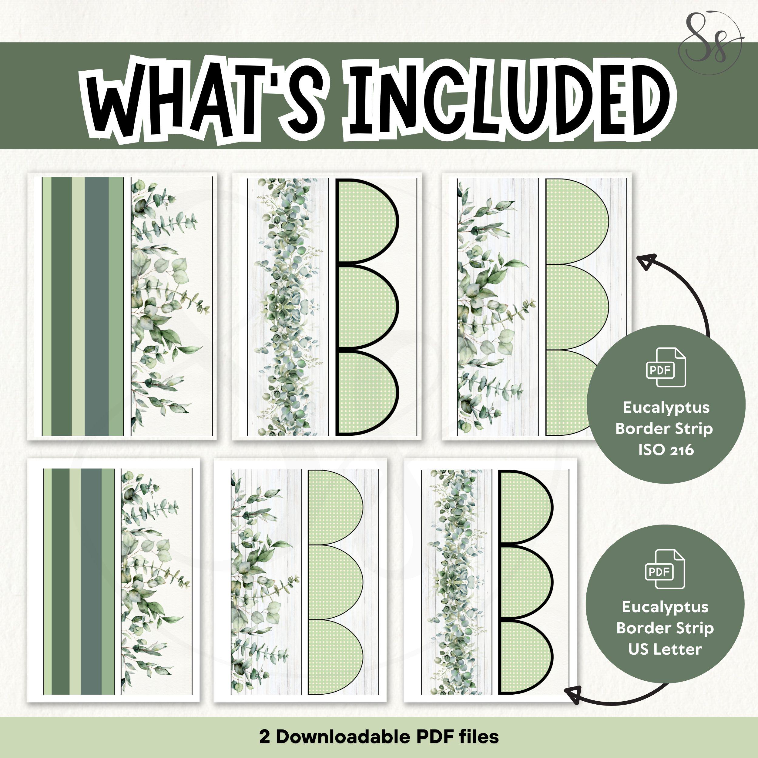 Eucalyptus Bulletin Board Borders Digital Download Printable Borders ...
