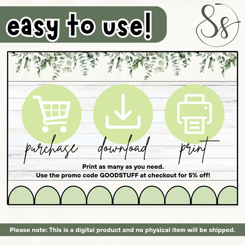 Eucalyptus Bulletin Board Borders Digital Download Printable Borders ...
