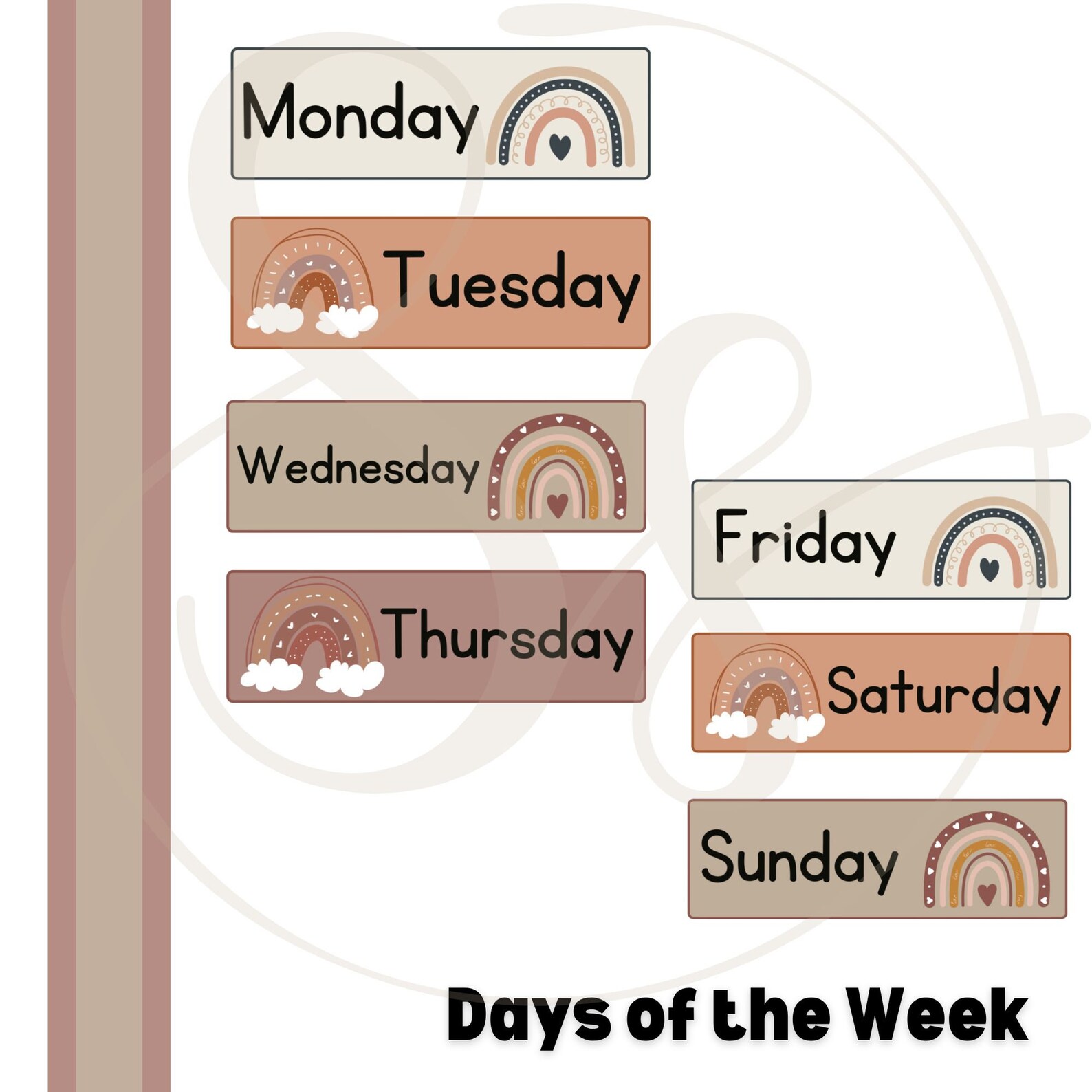 Boho Digital Classroom Posters, Printable Downloads, Alphabet, Days of ...