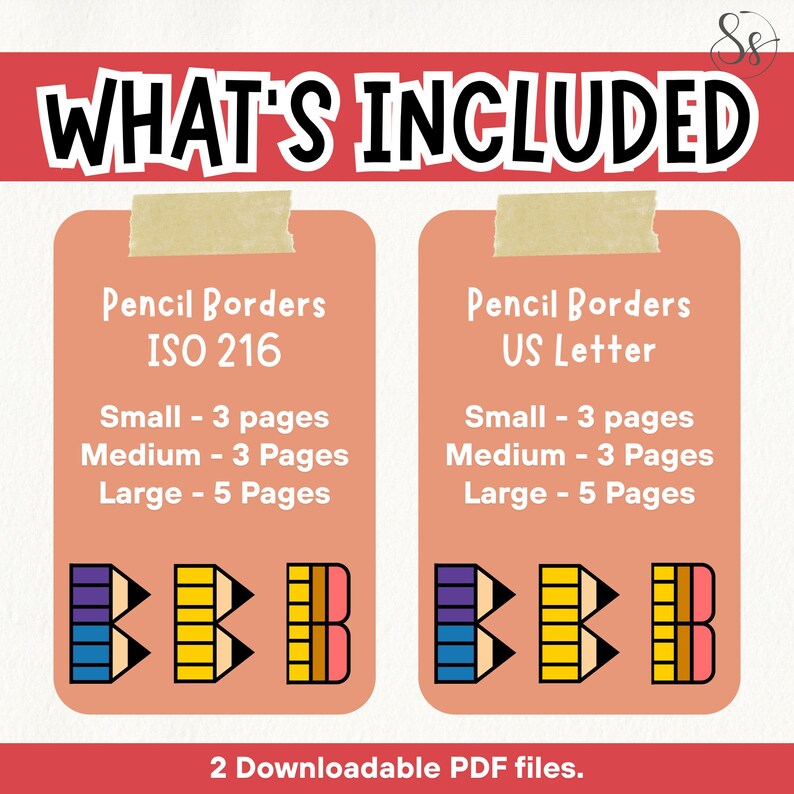 Pencils Printable Bulletin Board Borders, Downloadable Digital Product ...