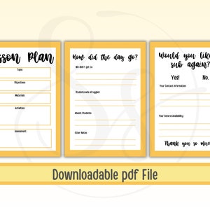 Yellow Sunflowers Substitute Teacher Binder, Printable Downloads ...