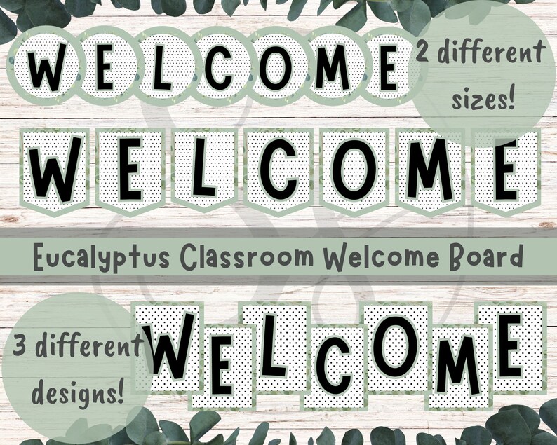 Eucalyptus and Dots Classroom Welcome Board, Printable Downloads ...