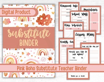Pastel Floral Pattern Substitute Teacher Binder, Printable Downloads ...