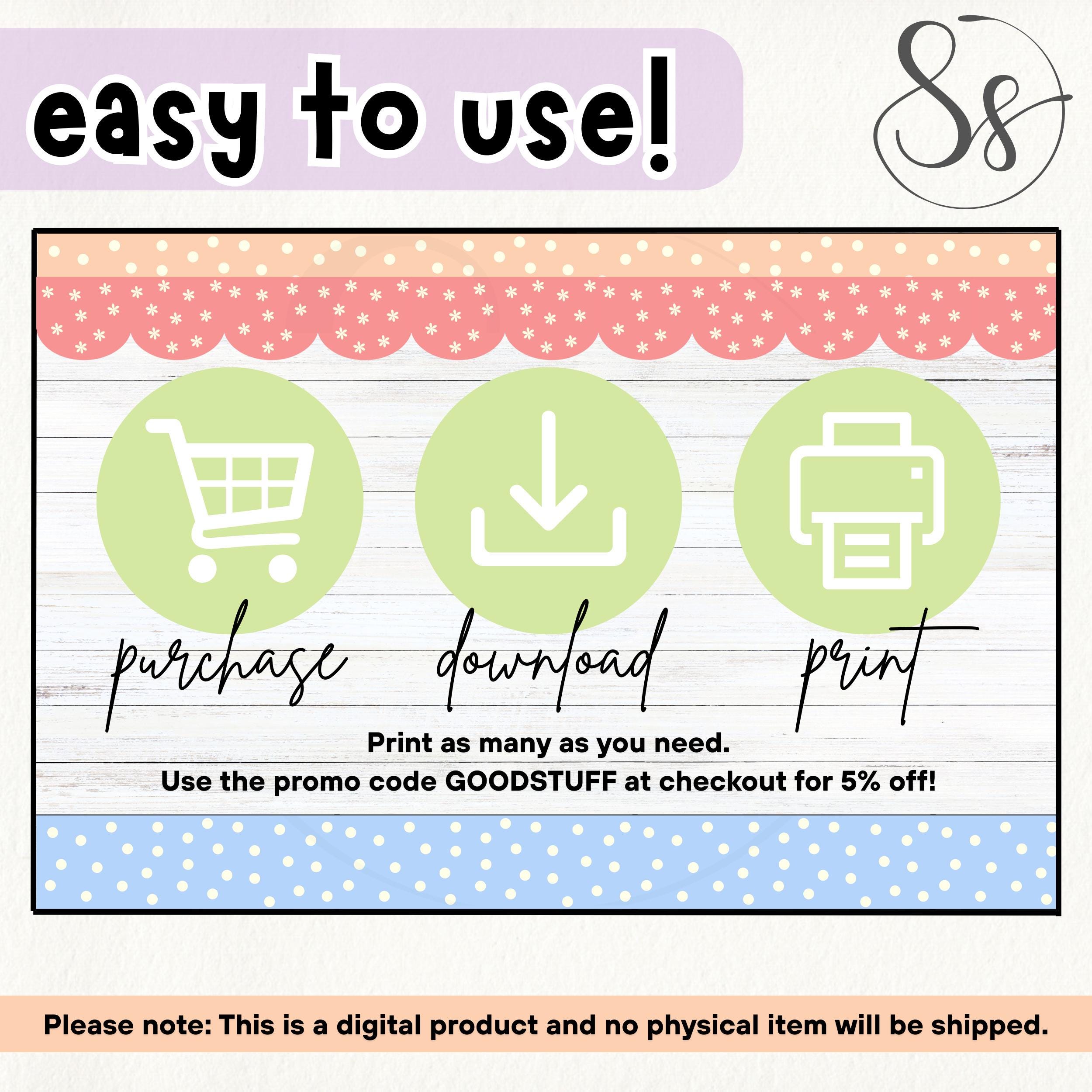 Simple Pastel Printable Bulletin Board Borders, Digital Download Print ...