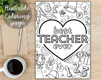 Printable Teacher Appreciation Coloring Page, Best Teacher Ever ...