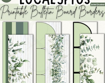 Eucalyptus and Gold Bulletin Board Borders | Botanical | Greenery ...
