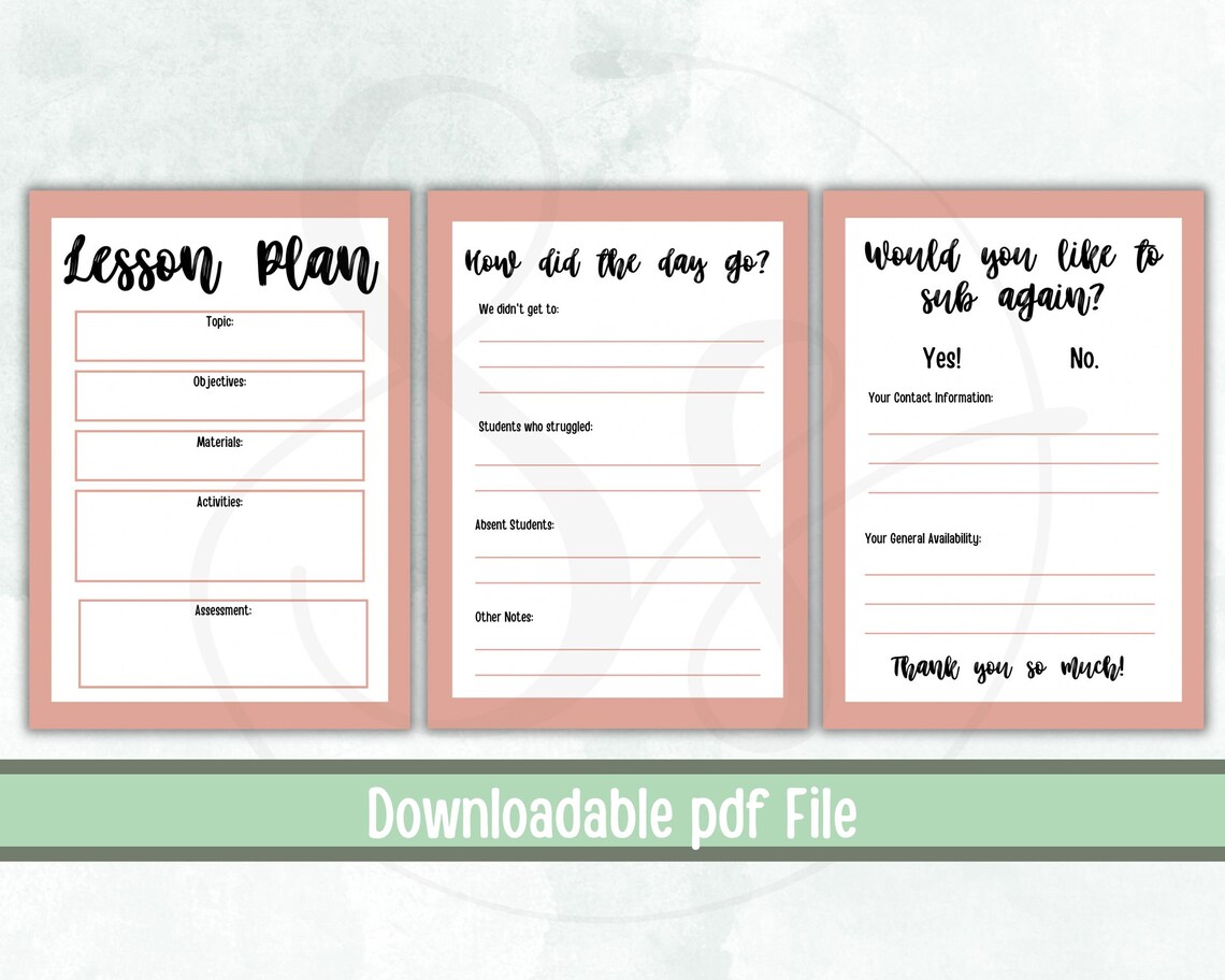 Pastel Floral Pattern Substitute Teacher Binder, Printable Downloads ...