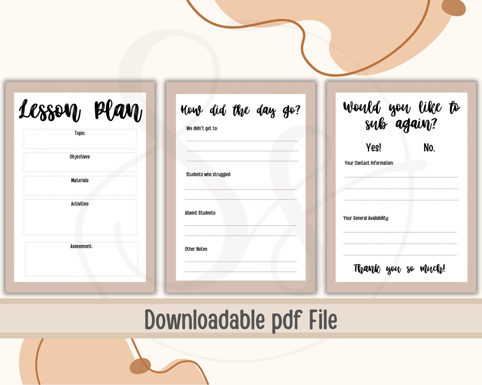 Boho Aesthetic Substitute Teacher Binder, Printable Downloads, Simple ...