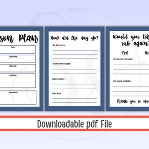 Red and Blue Flowers Substitute Teacher Binder, Printable Downloads ...