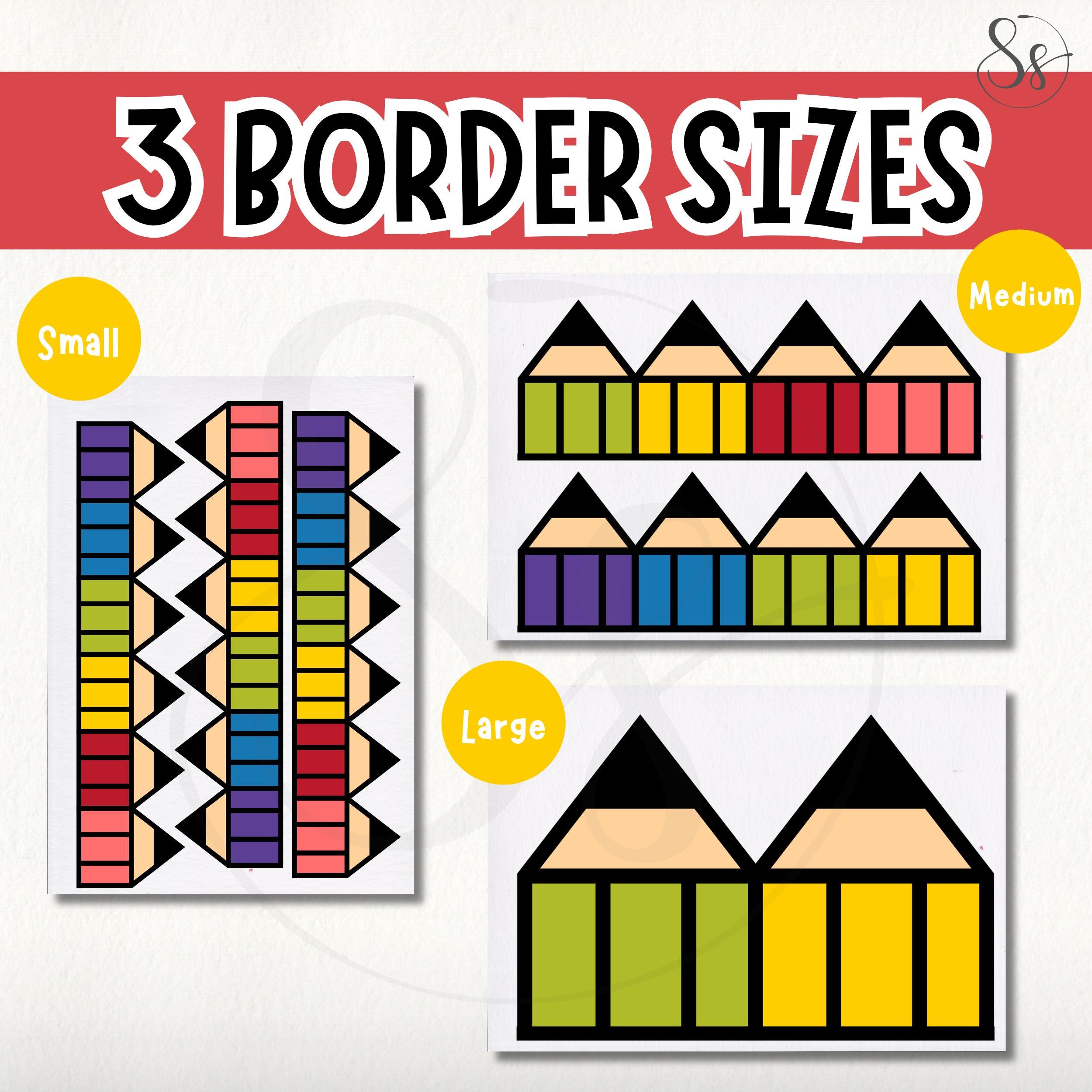 Pencils Printable Bulletin Board Borders, Downloadable Digital Product ...