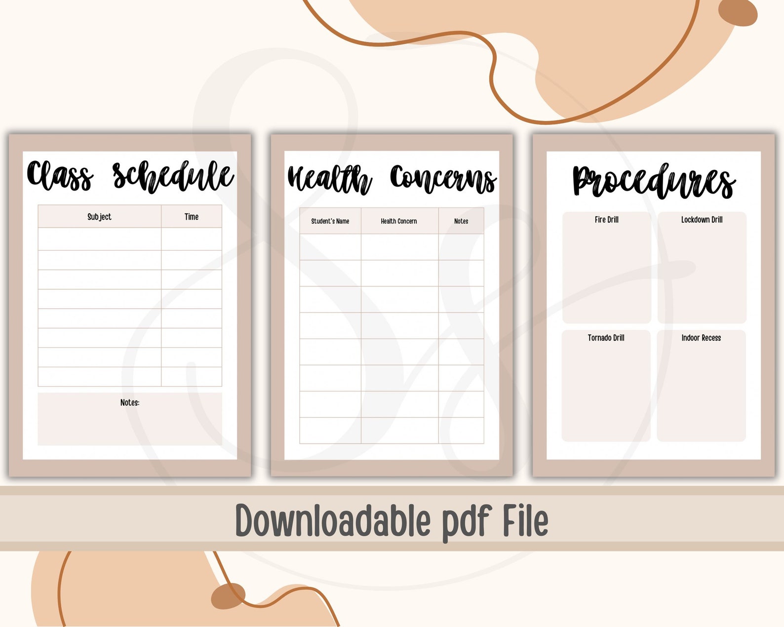 Boho Aesthetic Substitute Teacher Binder, Printable Downloads, Simple ...