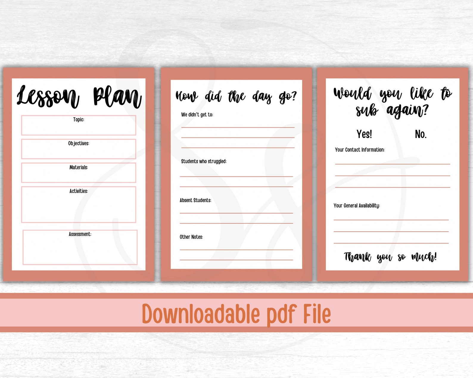 Pink Boho Aesthetics Substitute Teacher Binder, Printable Downloads ...