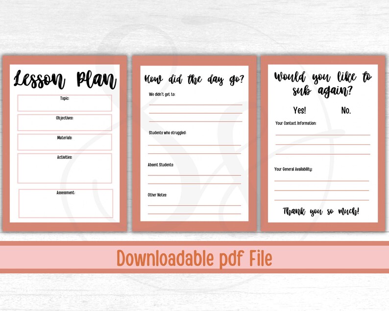Pink Boho Aesthetics Substitute Teacher Binder, Printable Downloads ...