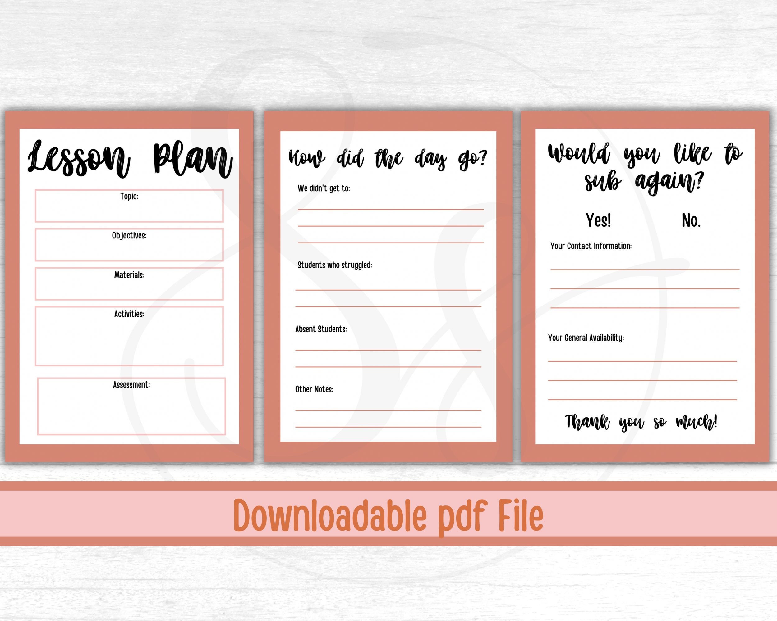 Pink Boho Aesthetics Substitute Teacher Binder, Printable Downloads ...