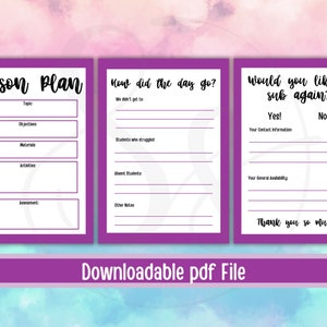 Abstract Neon Substitute Teacher Binder, Printable Downloads, Simple ...