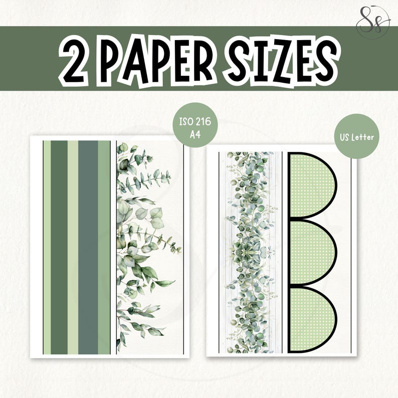 Eucalyptus Bulletin Board Borders Digital Download Printable Borders ...