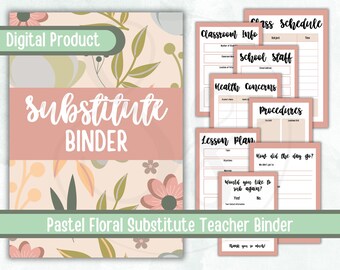 Abstract Neon Substitute Teacher Binder, Printable Downloads, Simple ...