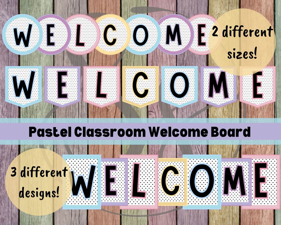 Cute Pastel and Dots Classroom Welcome Board, Printable Downloads ...