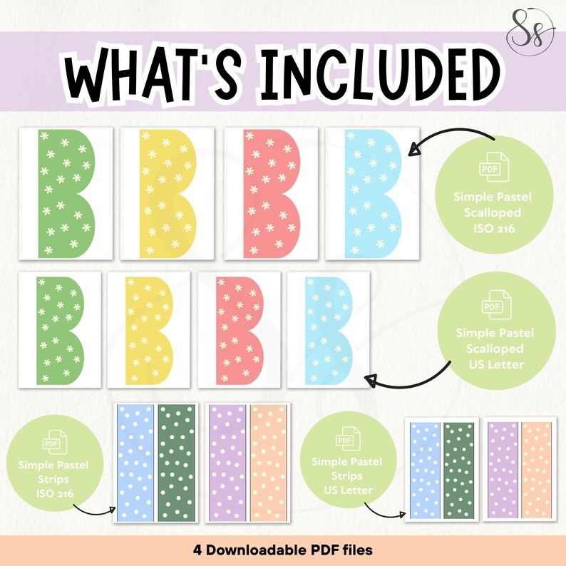 Simple Pastel Printable Bulletin Board Borders, Digital Download Print ...