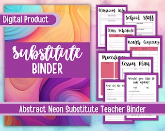 Pastel Floral Pattern Substitute Teacher Binder, Printable Downloads ...