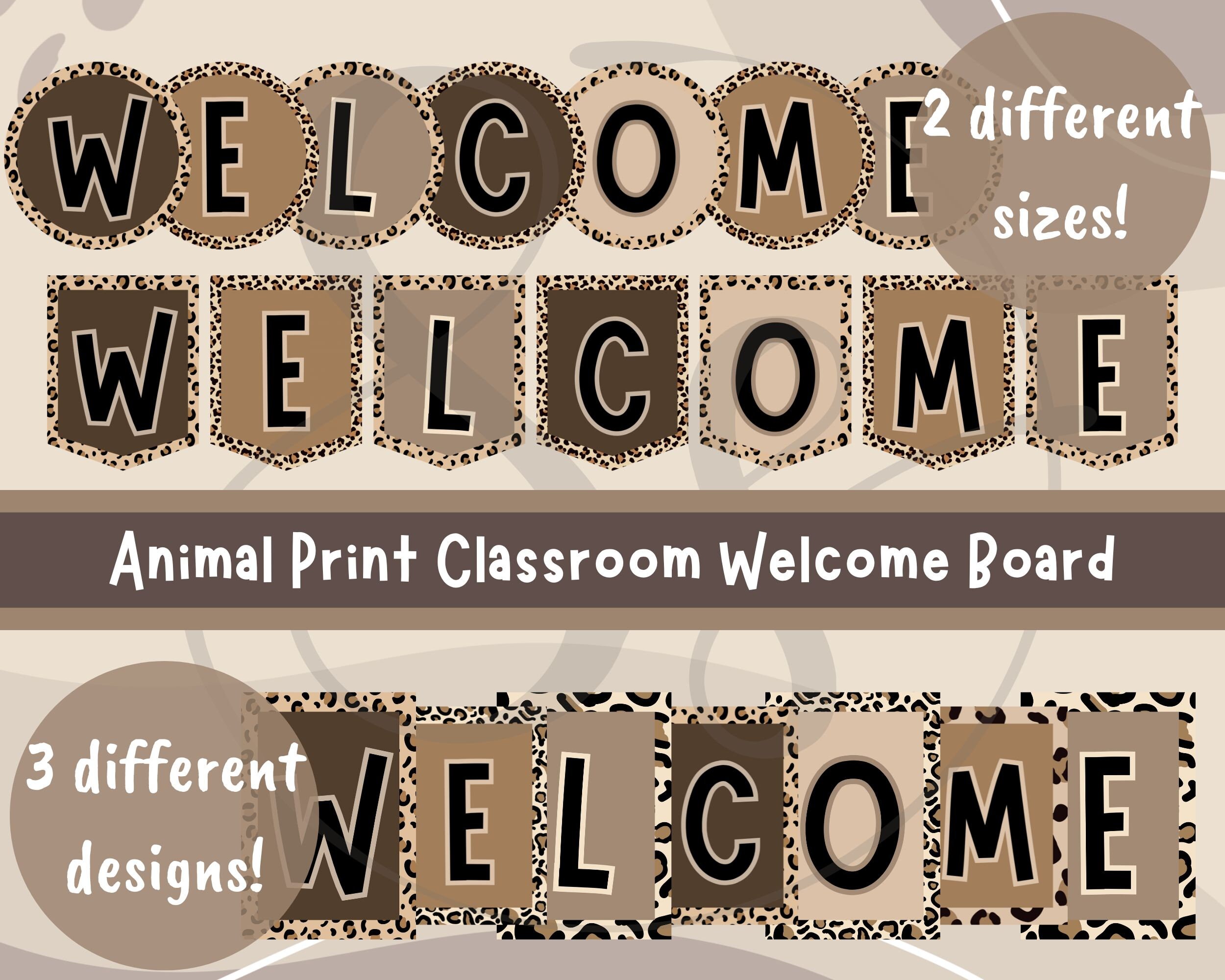 Animal Print Classroom Welcome Boards, Printable Downloads, Simple ...