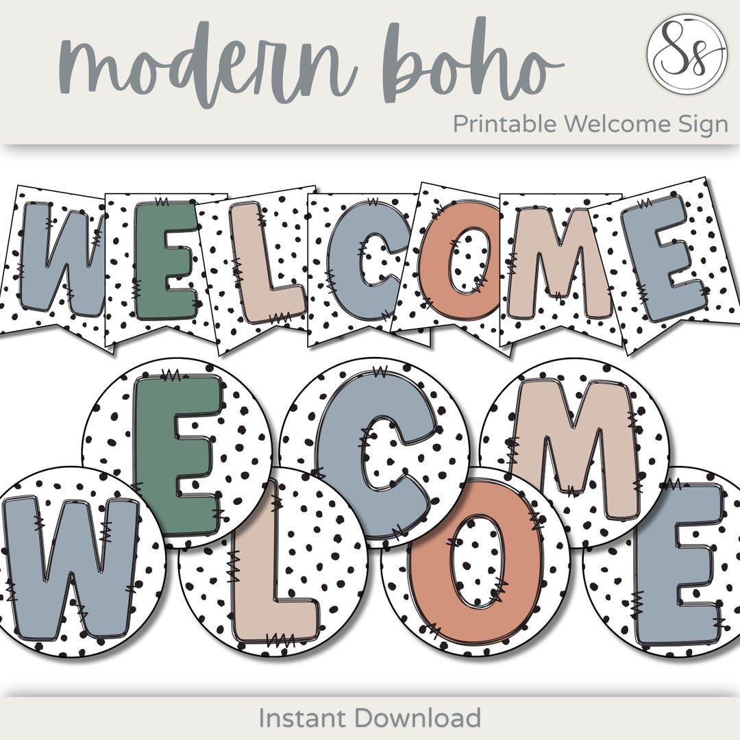 Modern Boho Themed Classroom Welcome Board, Digital Download, Printable ...