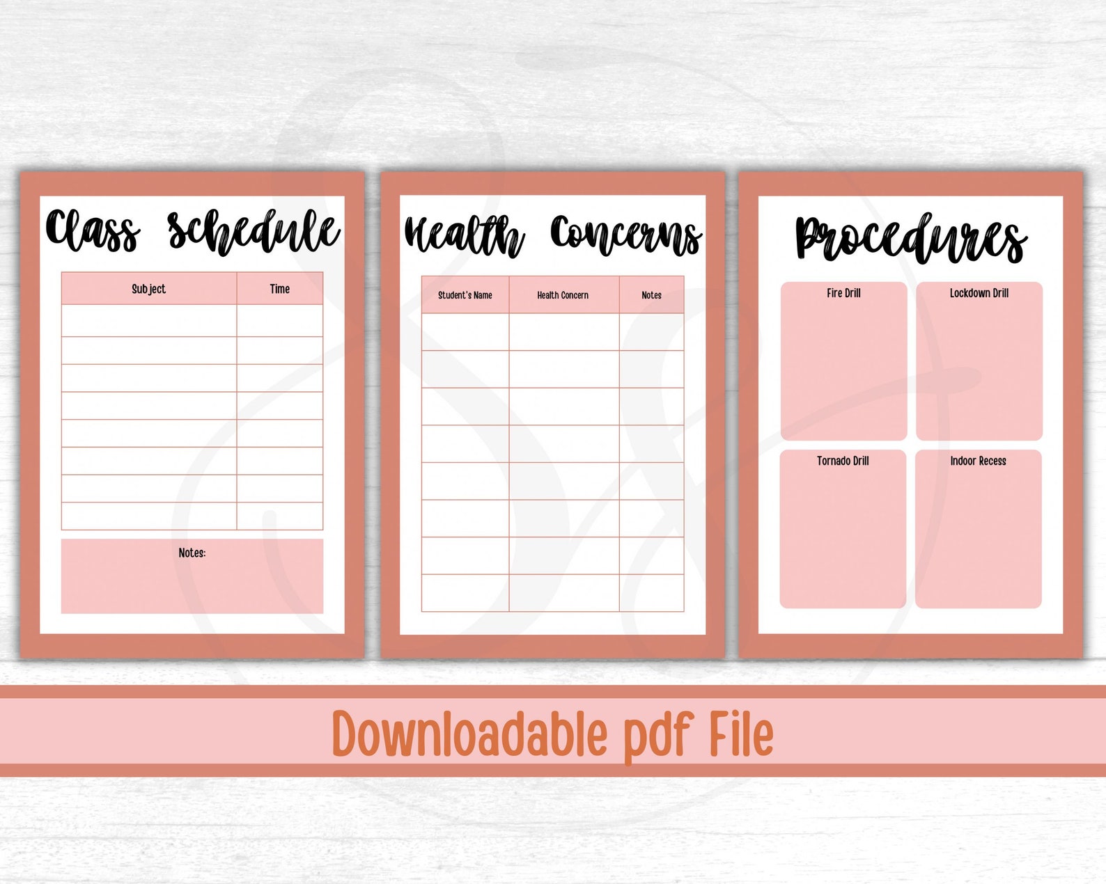 Pink Boho Aesthetics Substitute Teacher Binder, Printable Downloads ...