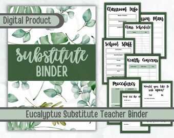 Pastel Floral Pattern Substitute Teacher Binder, Printable Downloads ...