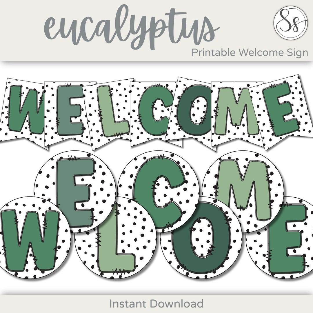 Eucalyptus Themed Classroom Welcome Board, Printable Downloads, Digital ...
